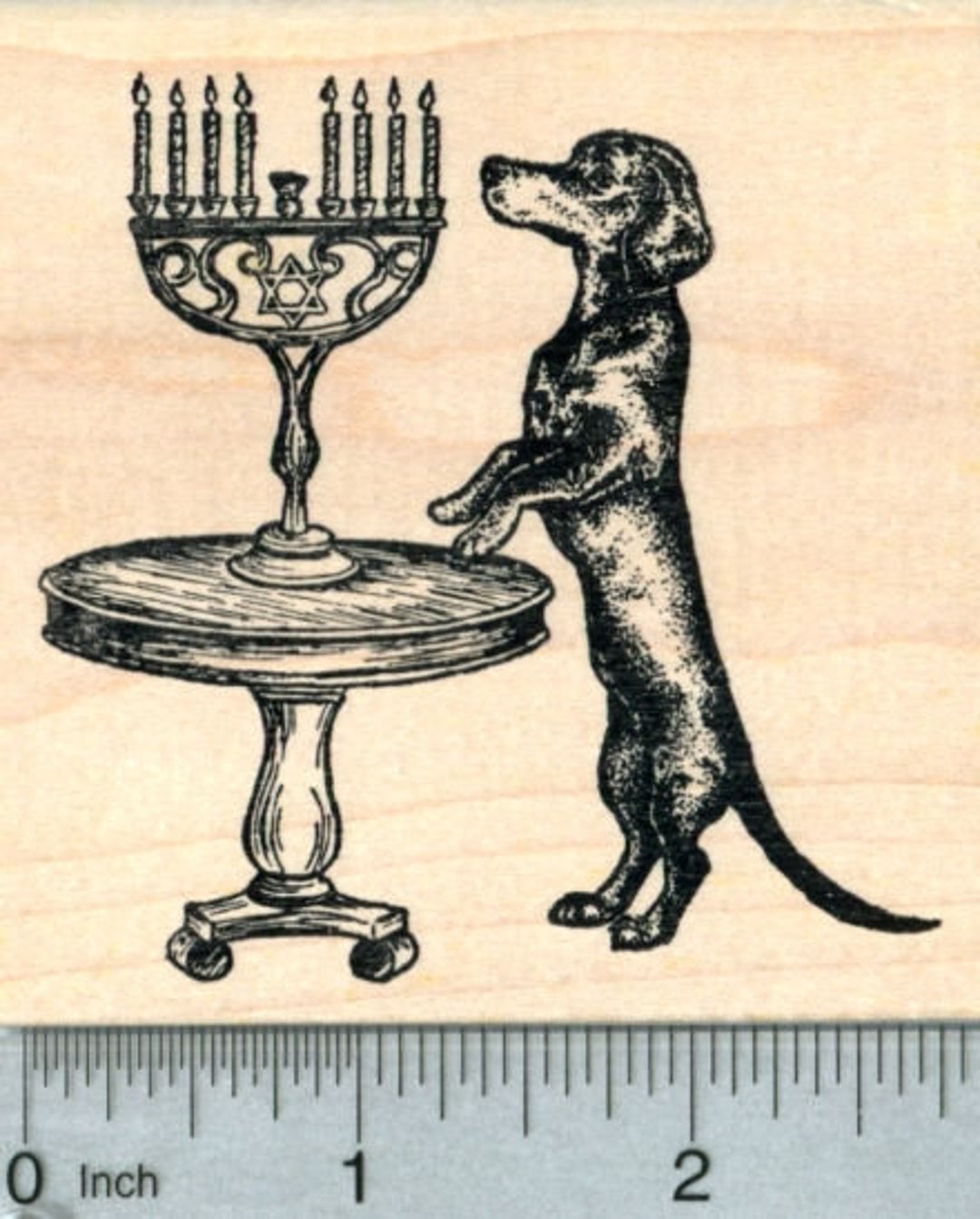 Hanukkah Dachshund Rubber Stamp, Dog With Menorah, Chanukah L33414 Wood ...