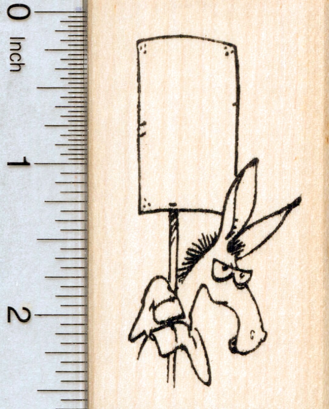 Protesting Donkey Rubber Stamp, Holding Blank Sign J38408 Wood Mounted ...