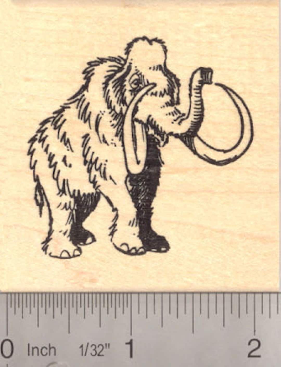 Woolly Mammoth Rubber Stamp (extinct Megafauna) J13601 - Wood Mounted ...