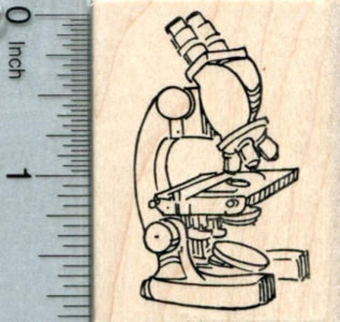 Microscope Rubber Stamp Science Series G34027 Wood Mounted | Etsy