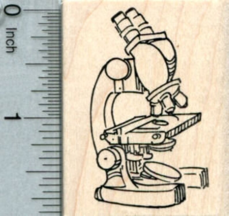 Microscope Rubber Stamp Science Series G34027 Wood Mounted | Etsy