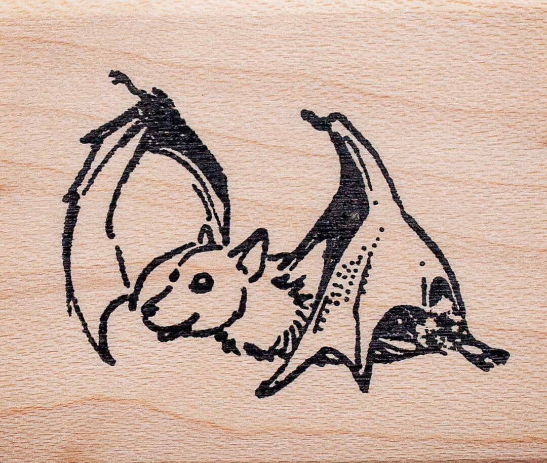 Flying Fox Rubber Stamp, Bat in Flight E38724 Wood Mounted - Etsy
