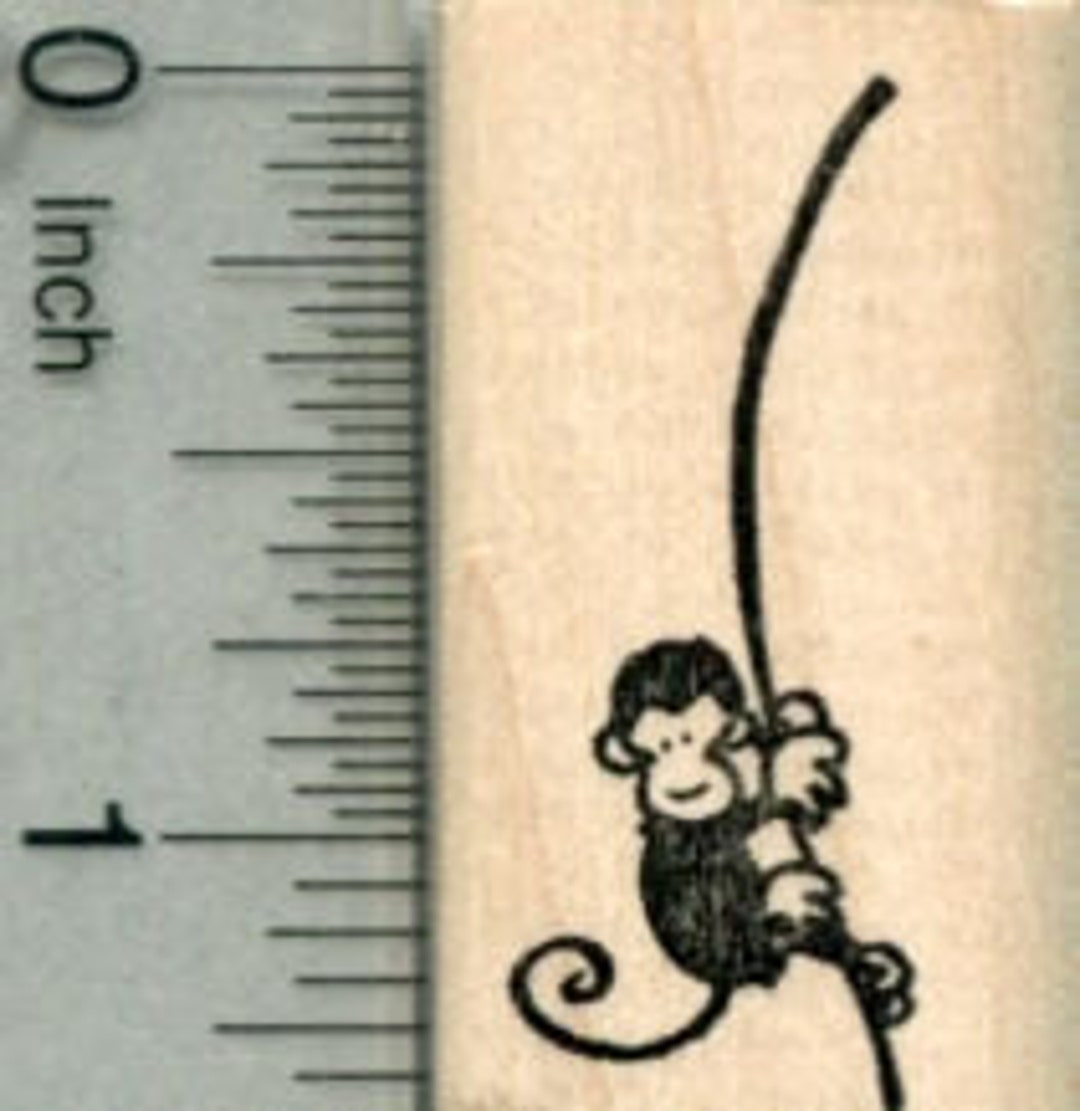 Monkey Rubber Stamp, Swinging on Vine B29708 Wood Mounted - Etsy