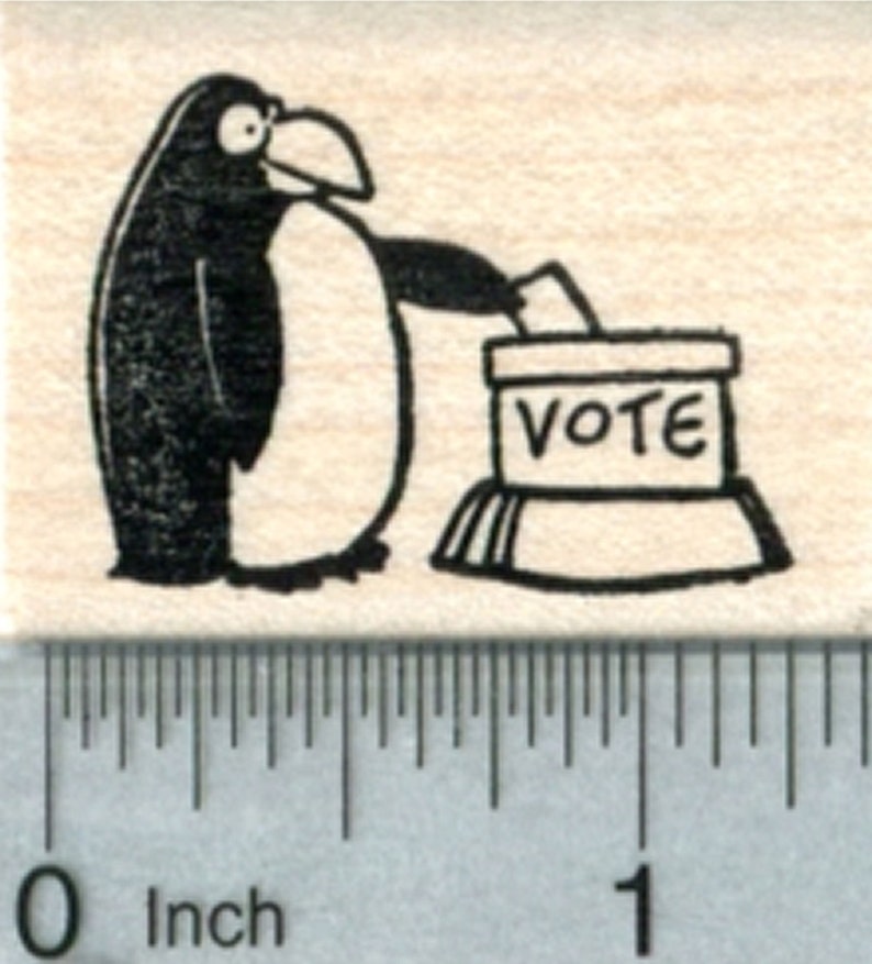 Penguin Casting Ballot Rubber Stamp, Voting Series D33709 Wood Mounted ...