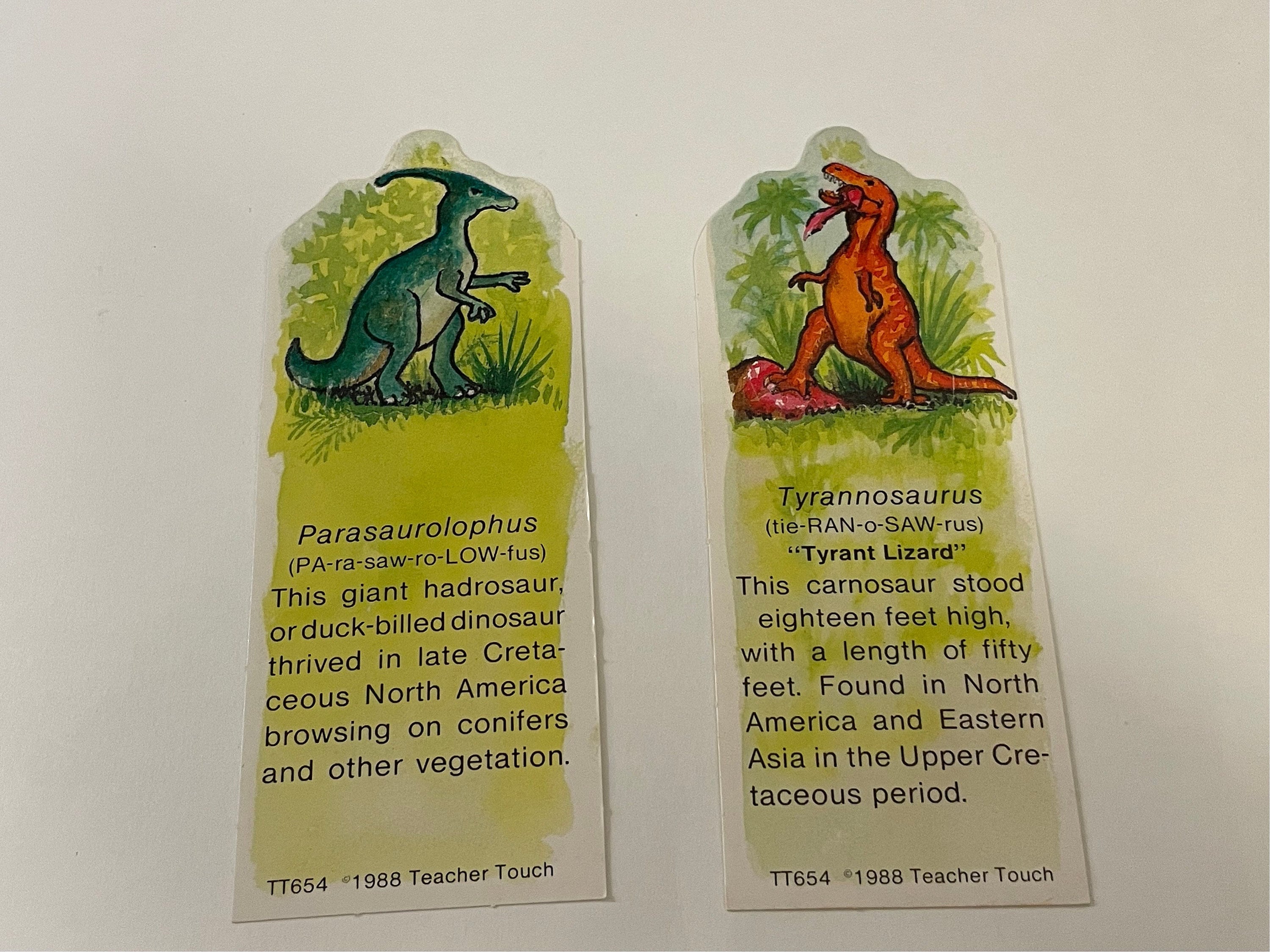 Vintage 1988 Teacher Touch Dinosaur Bookmarks Set of 8 Different ...