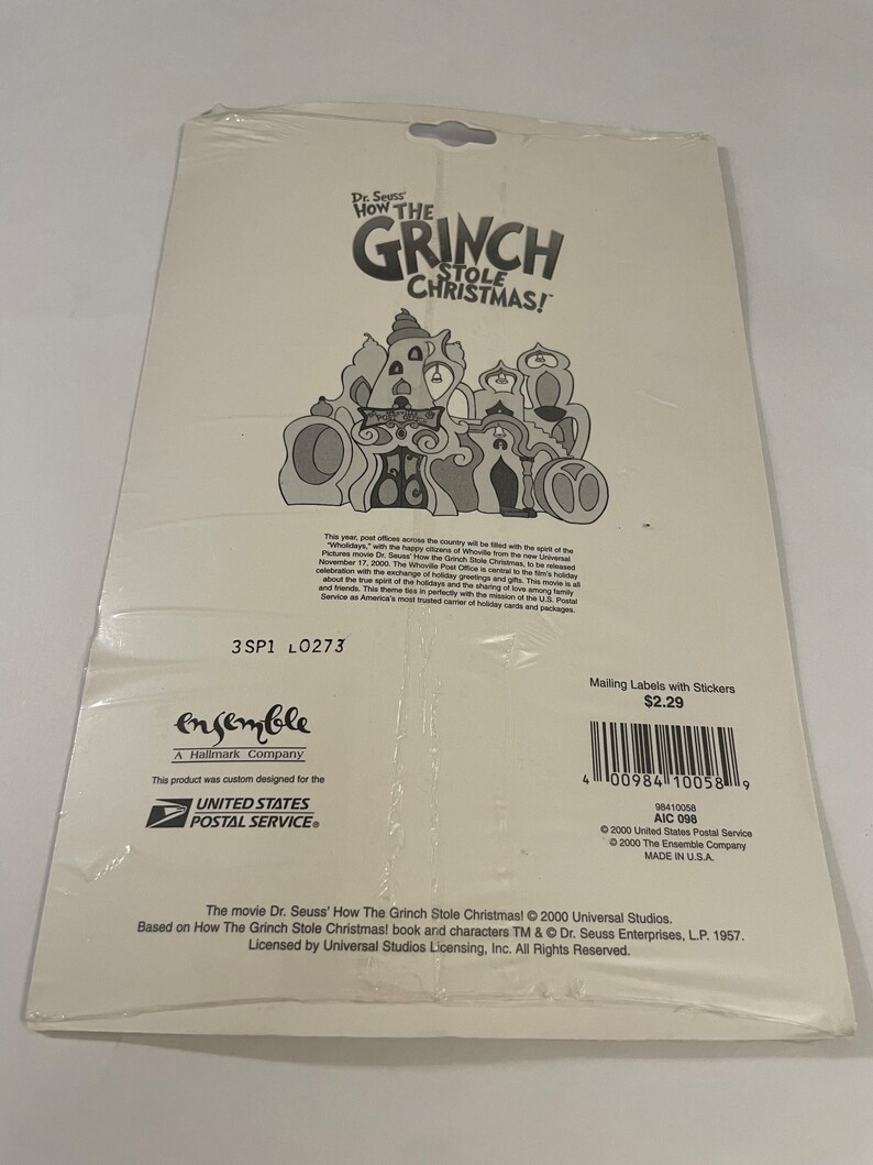 Vintage Dr. Seuss Mailing Labels Ensemble Hallmark USPS 4 Sheets of 1 ...
