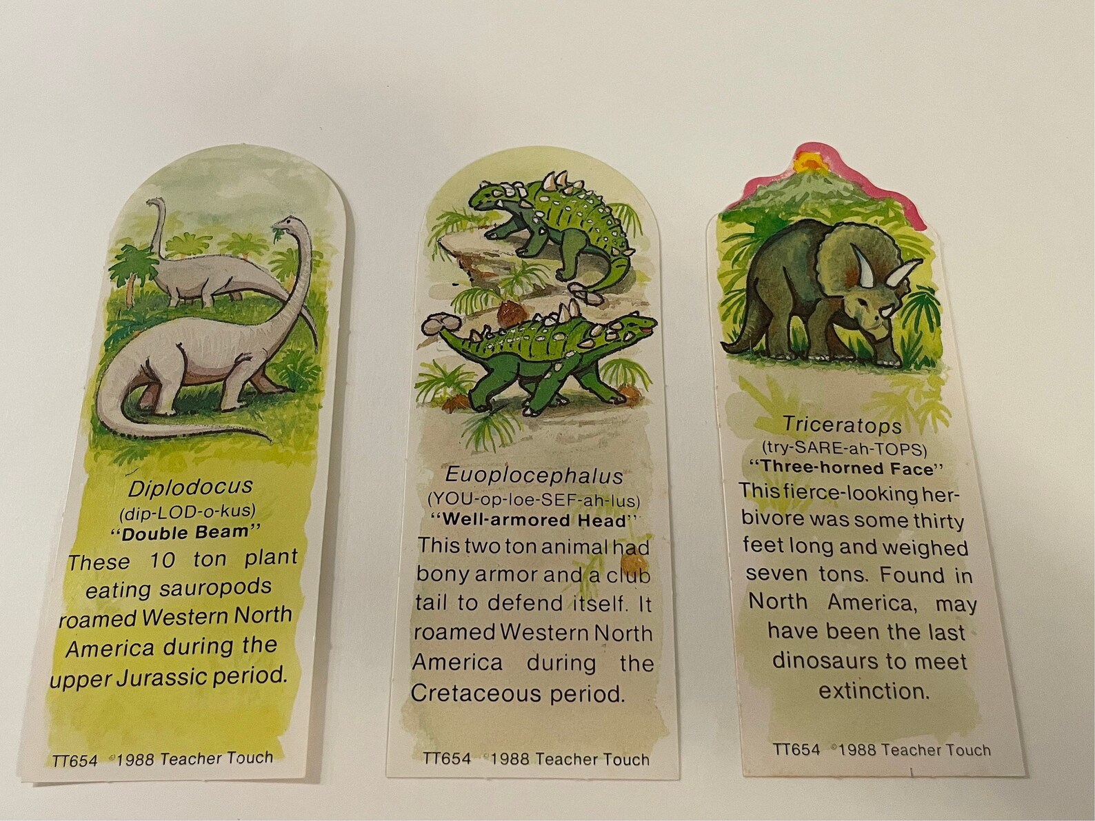 Vintage 1988 Teacher Touch Dinosaur Bookmarks Set of 8 Different ...