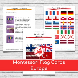 Montessori Flags of Europe Nomenclature Cards & Puzzle Maps | Three ...