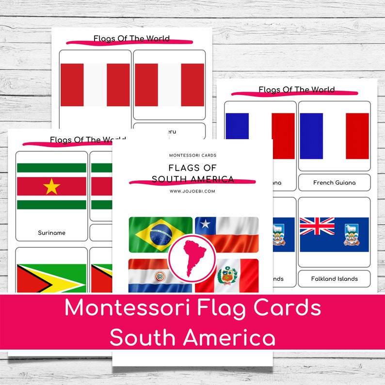 Montessori Flags of South America Nomenclature Cards & Puzzle Maps ...