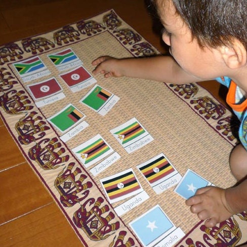 Montessori Flags of Africa Nomenclature Cards & Puzzle Maps Three Part ...