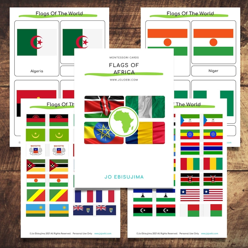 Montessori Flags of Africa Nomenclature Cards & Puzzle Maps (digital ...