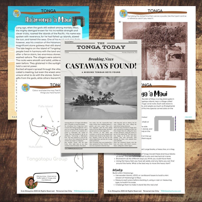 TONGA - a 193 Little Adventures Pack - Printable Culture Packs for ...