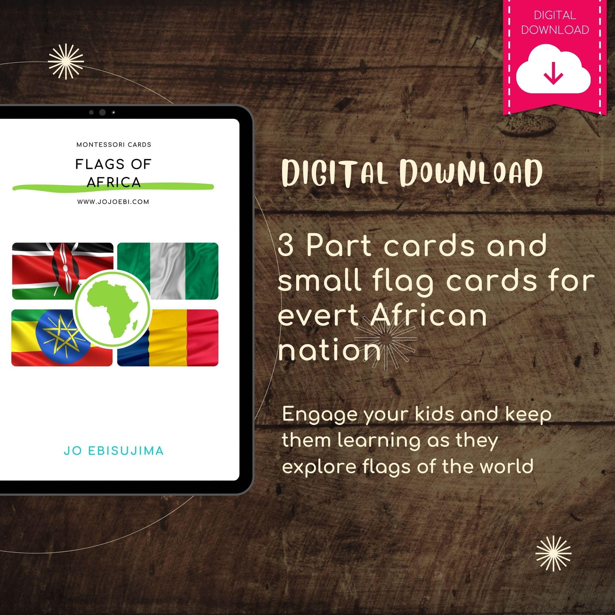 Montessori Flags of Africa Nomenclature Cards & Puzzle Maps (digital ...