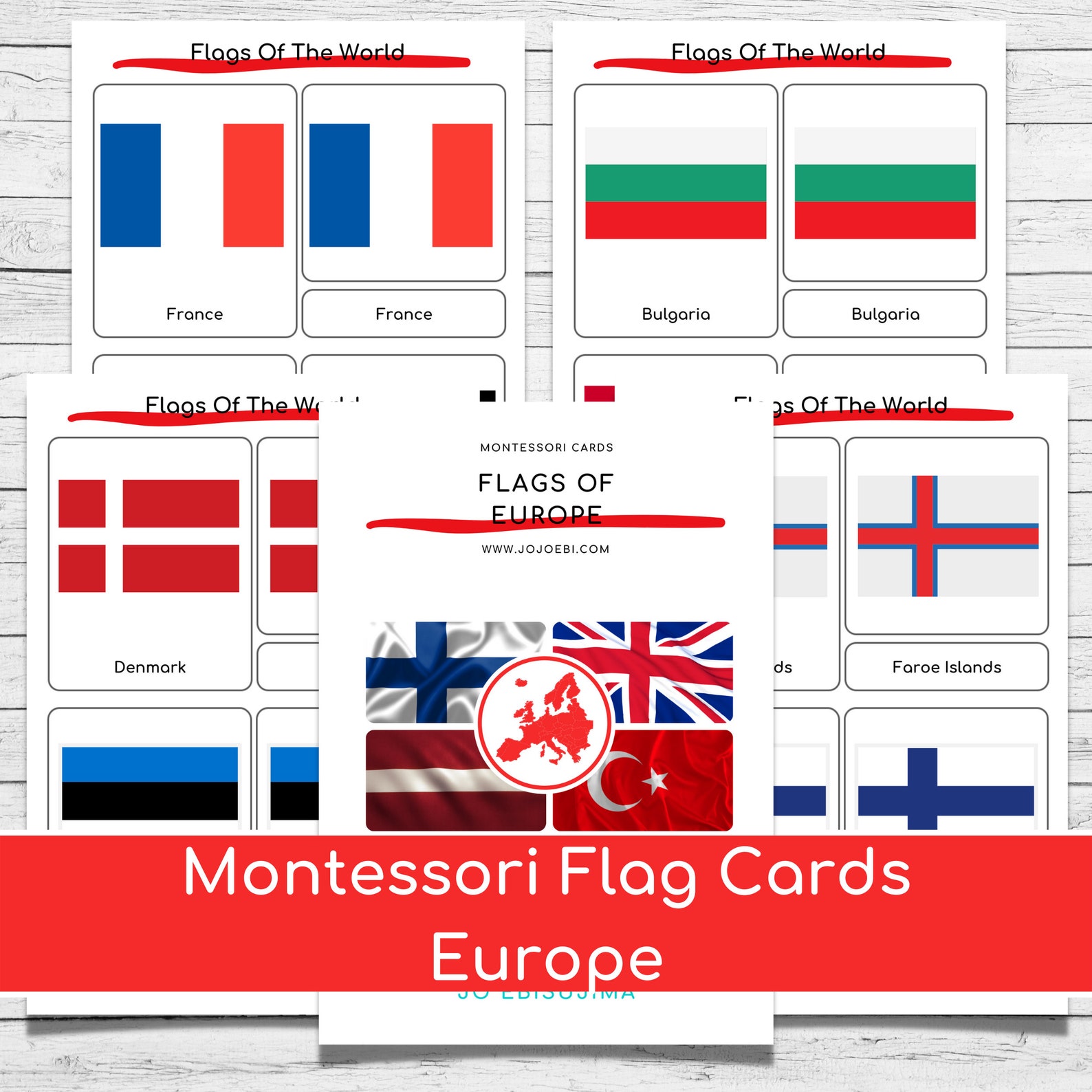 Montessori Flags of Europe Nomenclature Cards & Puzzle Maps | Three ...