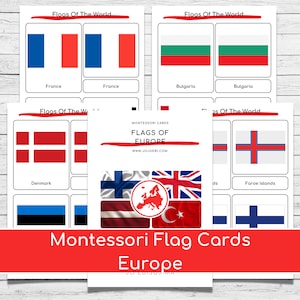 Montessori Flags of Europe Nomenclature Cards & Puzzle Maps | Three ...