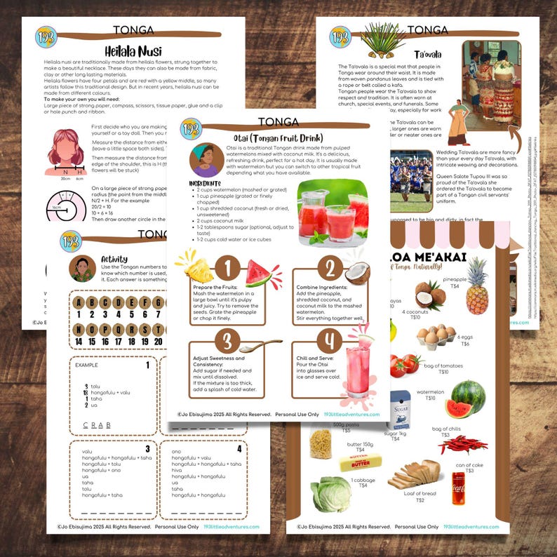 TONGA - a 193 Little Adventures Pack - Printable Culture Packs for ...