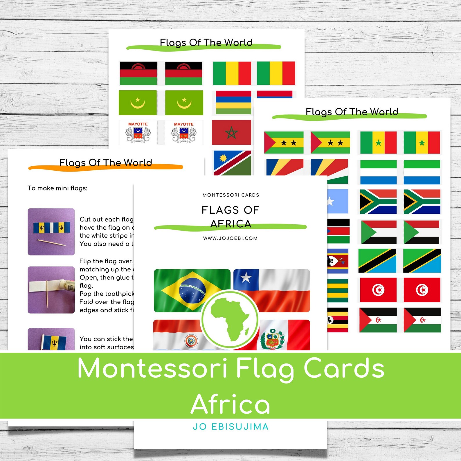 Montessori Flags of Africa Nomenclature Cards & Puzzle Maps Three Part ...