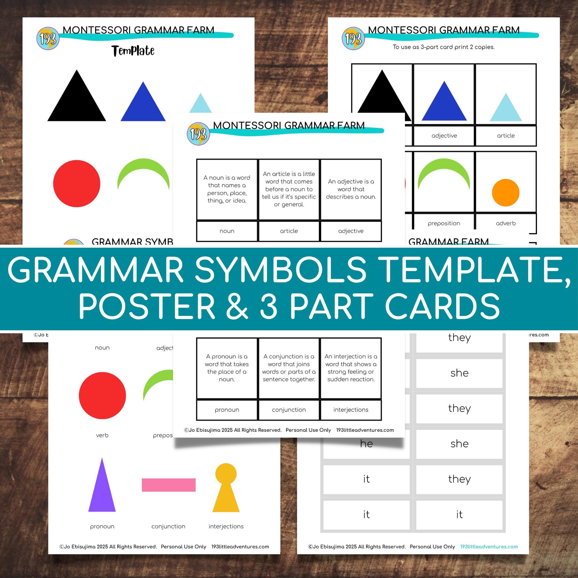 Montessori Grammar Farm Printable | Grammar Symbols, Word Cards, 3-part ...