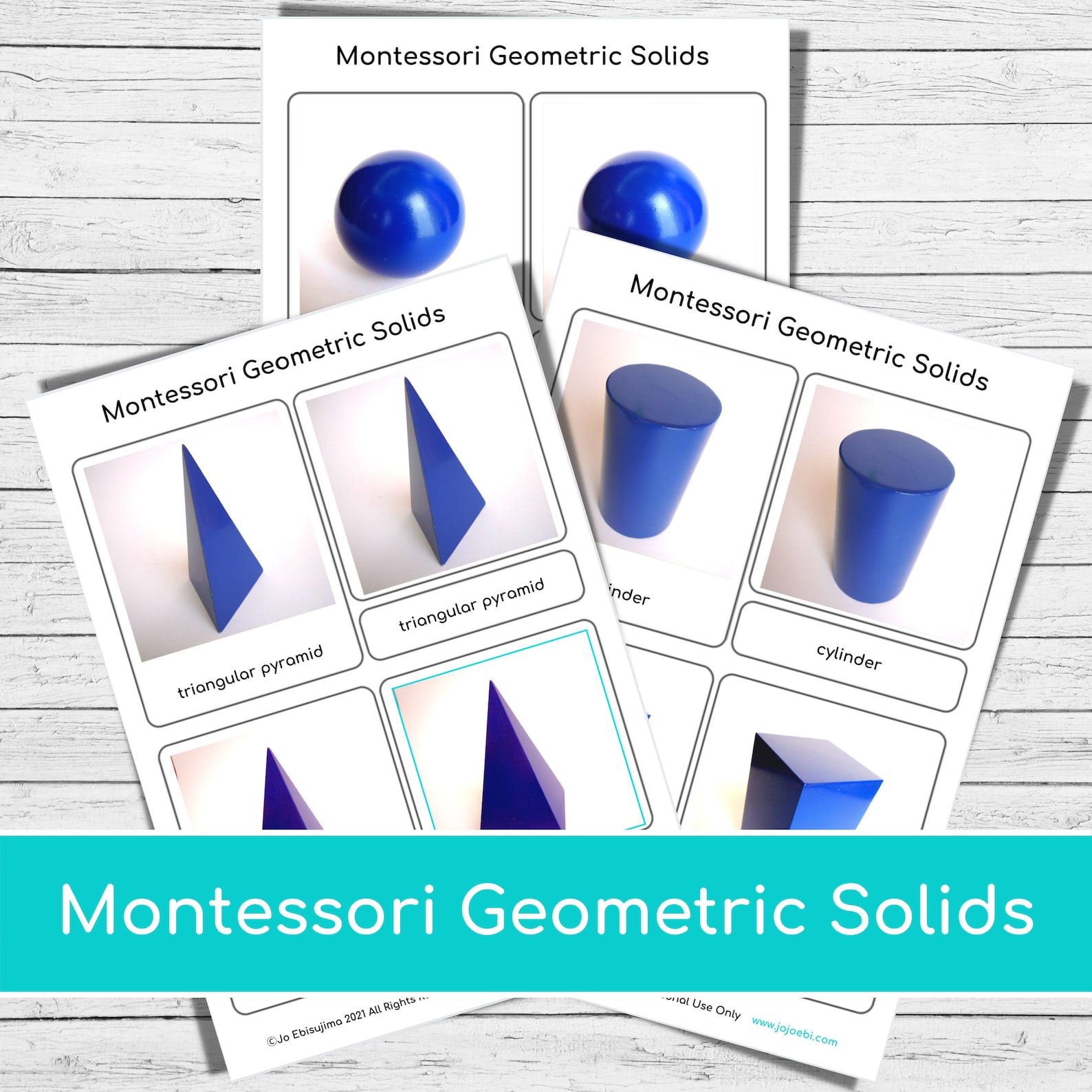 Montessori Geometric Solids 3 Part Cards PDF Montessori - Etsy