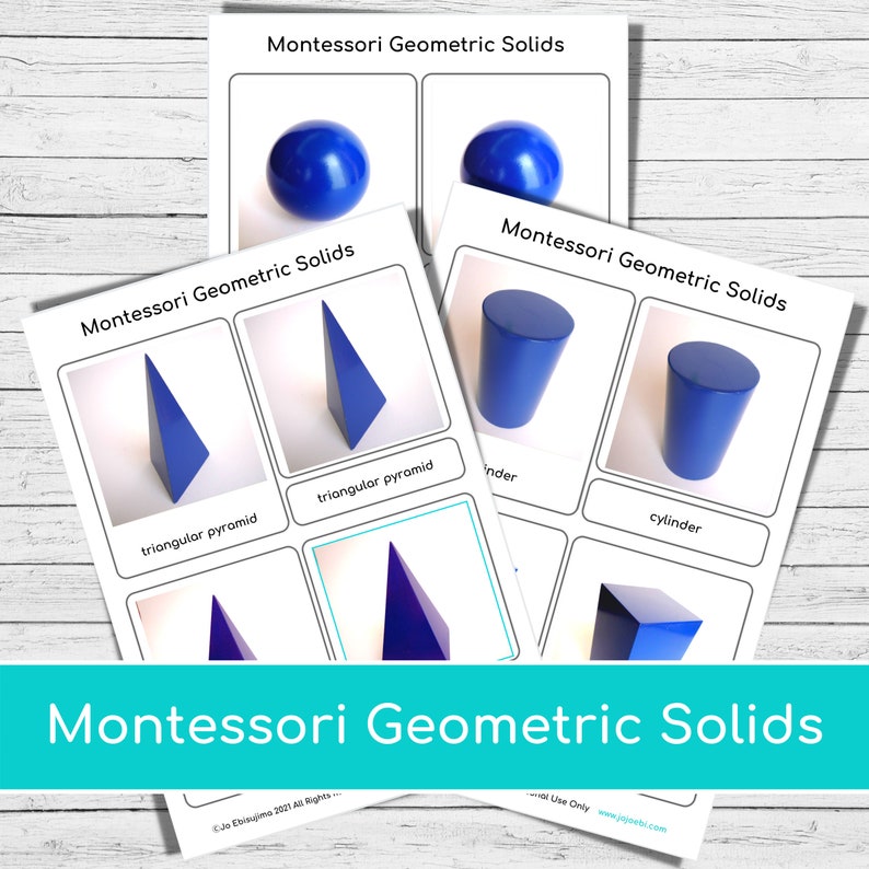 Montessori Geometric Solids 3 Part Cards PDF Montessori - Etsy