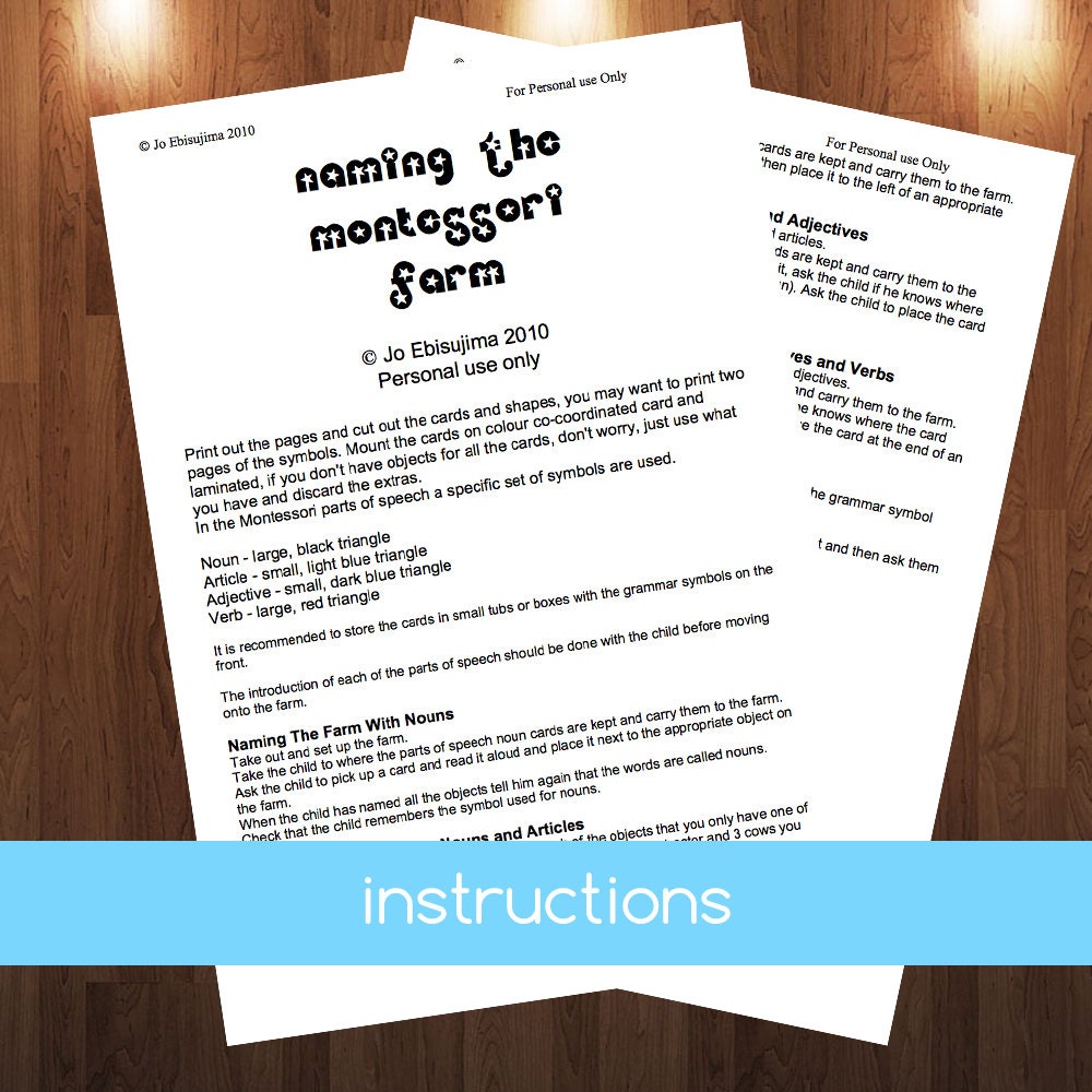Montessori Grammar - Naming the Farm PDF | Montessori Printable ...