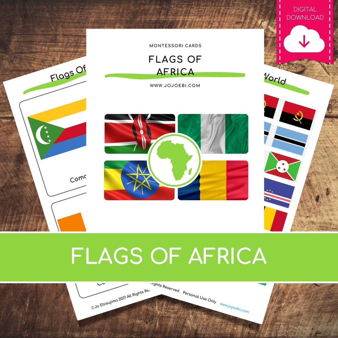 Montessori Flags of Africa Nomenclature Cards & Puzzle Maps | Three ...