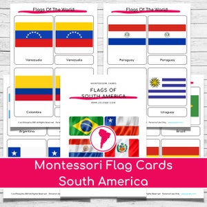 Montessori Flags of South America Nomenclature Cards & Puzzle Maps ...