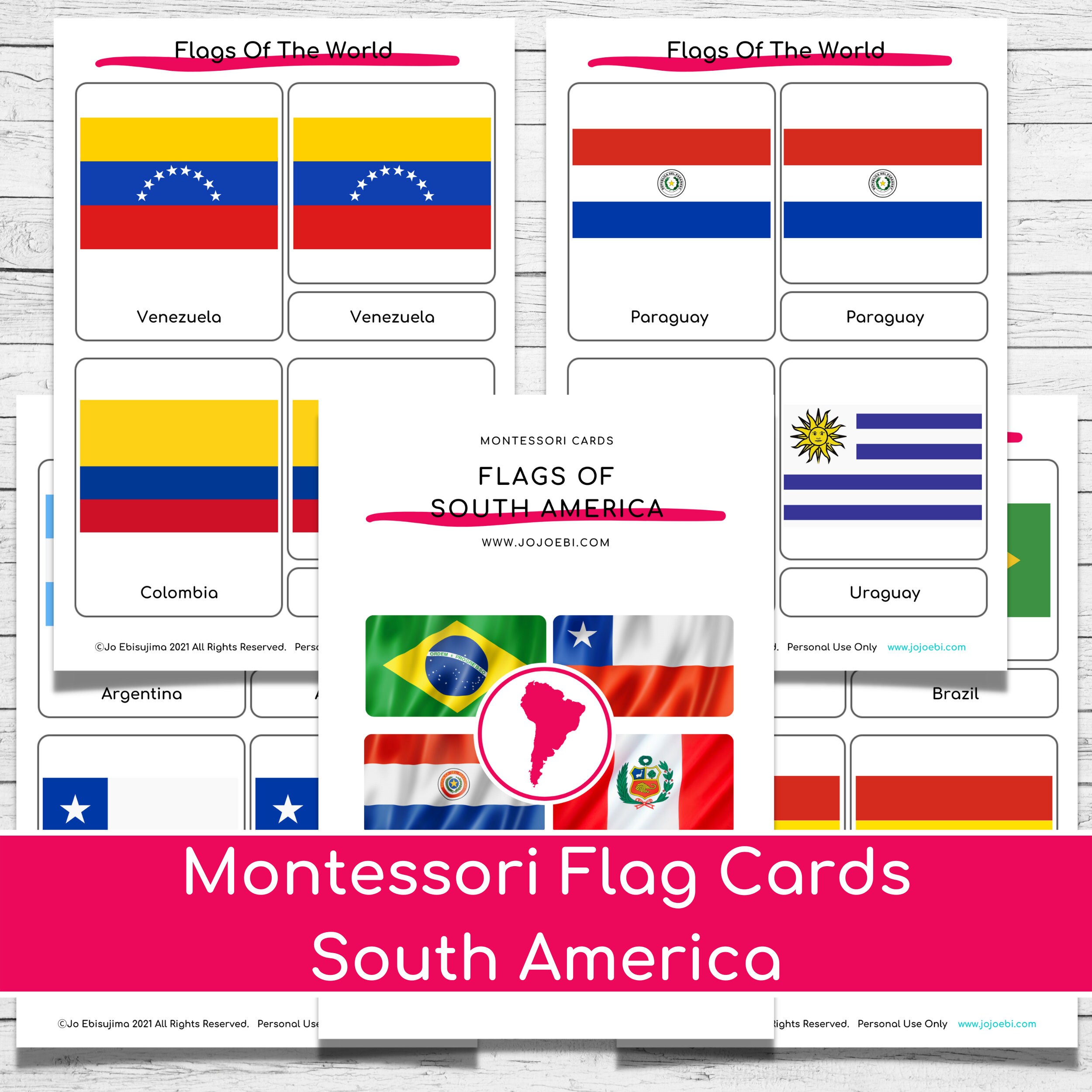 Montessori Flags of South America Nomenclature Cards & Puzzle Maps ...