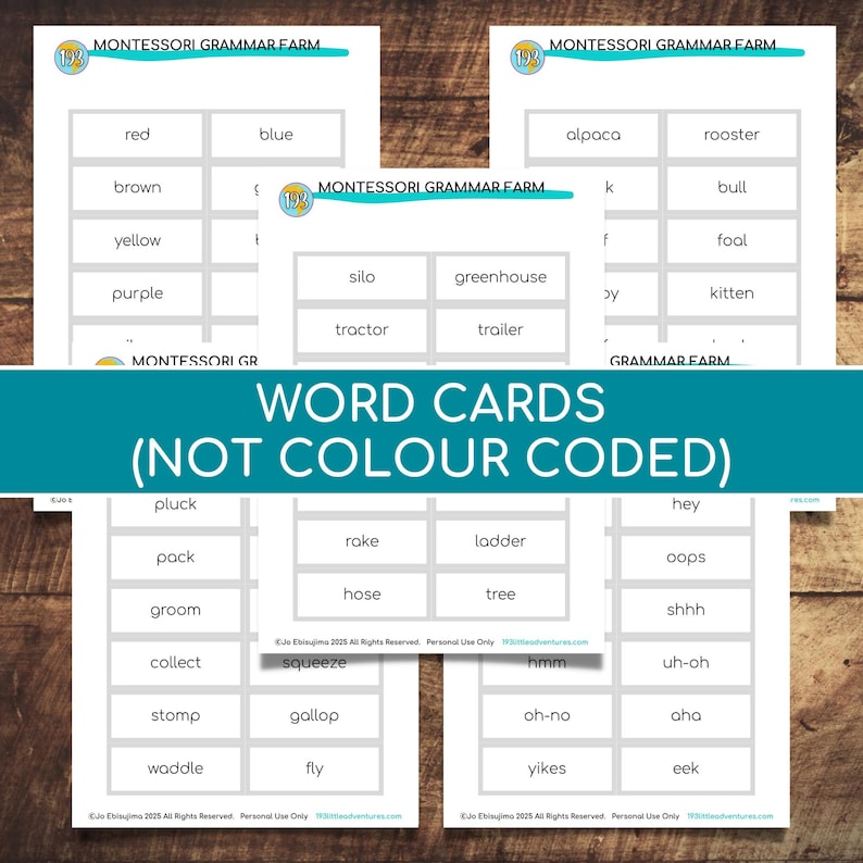 Montessori Grammar Farm Printable | Grammar Symbols, Word Cards, 3-part ...