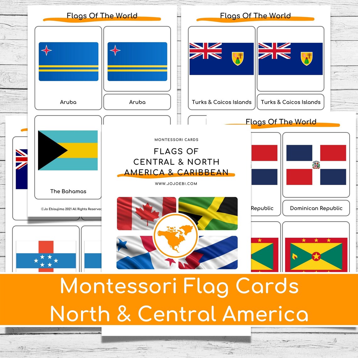 Montessori Flags of North America Nomenclature Cards & Puzzle Maps ...