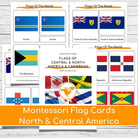 Montessori Flags of North America Nomenclature Cards & Puzzle - Etsy