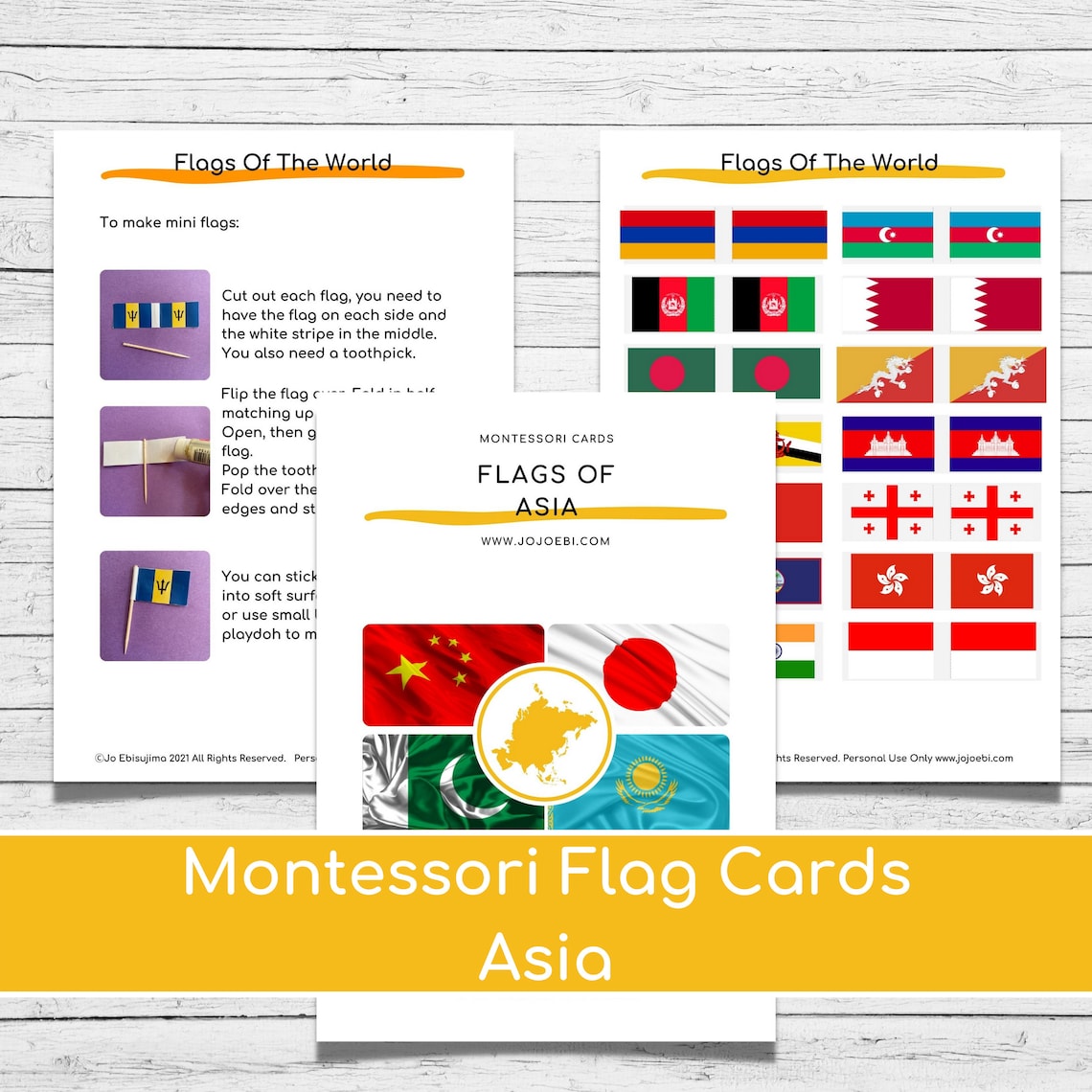 Montessori Flags of Asia Nomenclature Cards & Puzzle Maps | Three Part ...