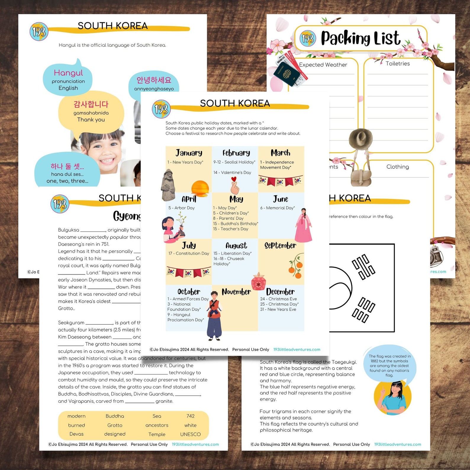 SOUTH KOREA a 193 Little Adventures Pack - Printable Culture Packs for ...