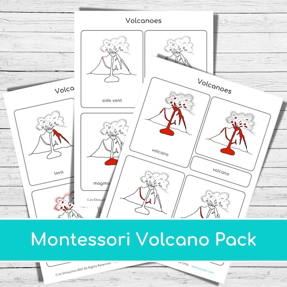 Volcano Montessori 3 Part Cards PDF Parts of Volcano Cards | Etsy