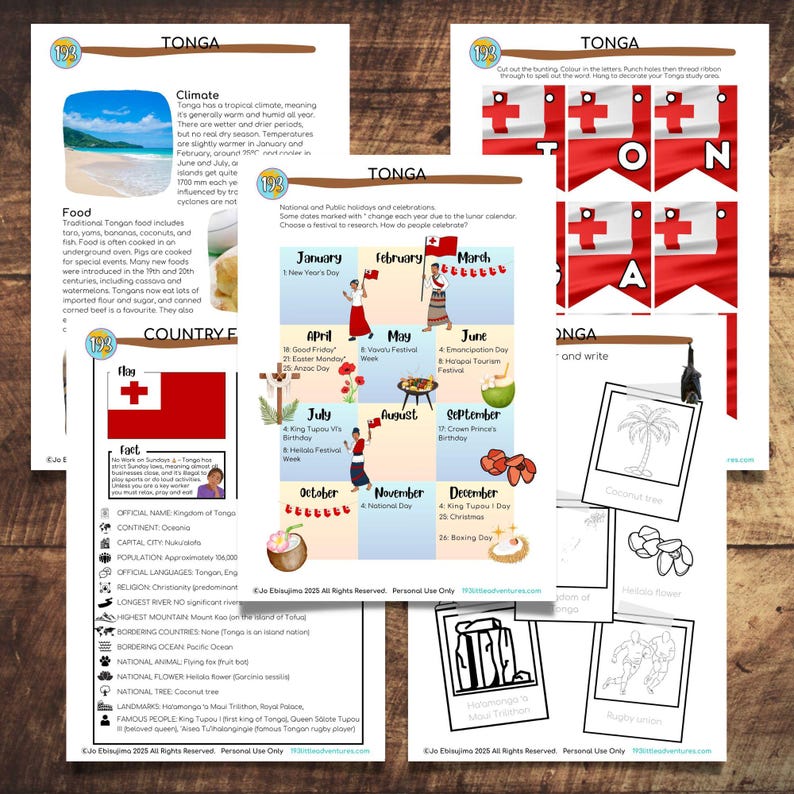 TONGA - a 193 Little Adventures Pack - Printable Culture Packs for ...