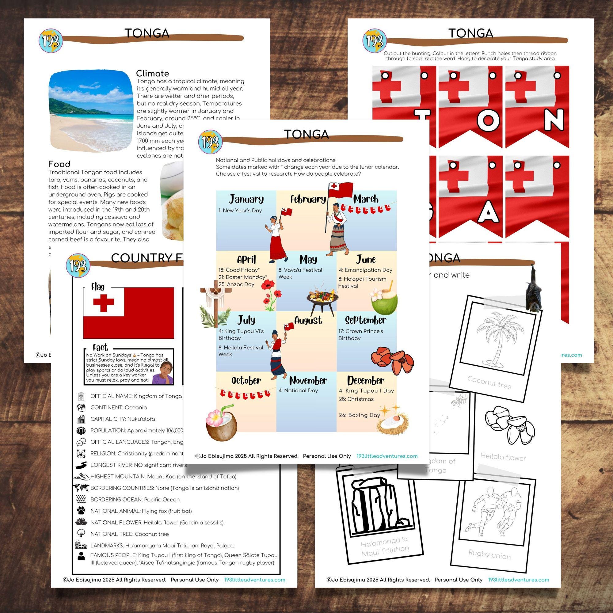 TONGA - a 193 Little Adventures Pack - Printable Culture Packs for ...