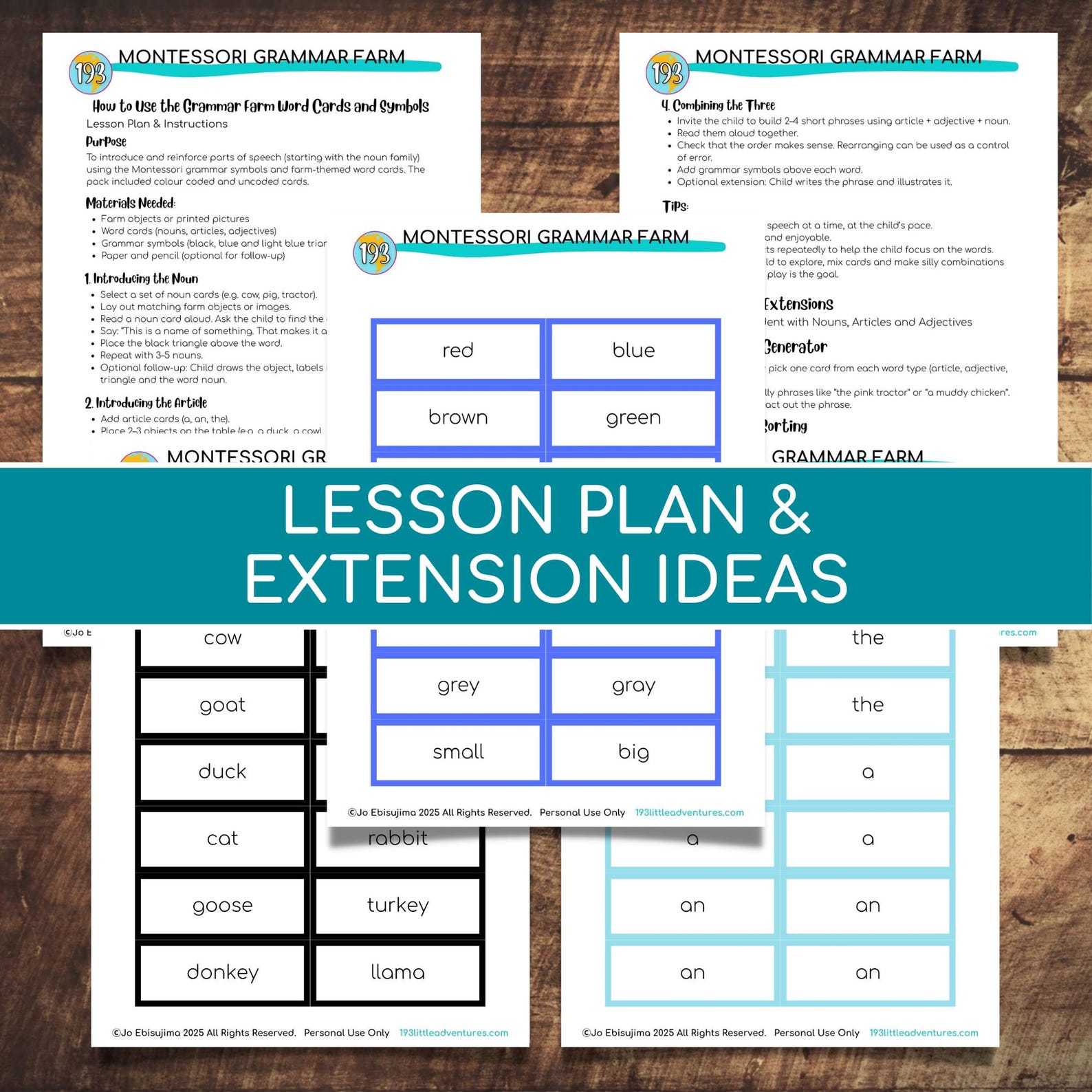 Montessori Grammar Farm Printable | Grammar Symbols, Word Cards, 3-part ...