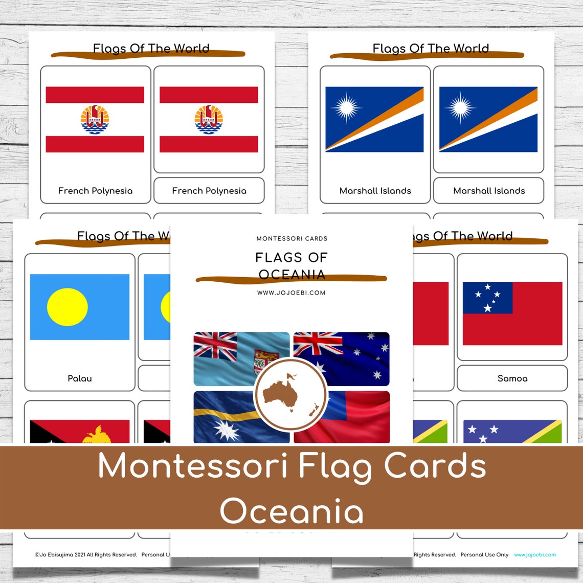 Montessori Flags of Oceania Nomenclature Cards & Puzzle Maps | Three ...