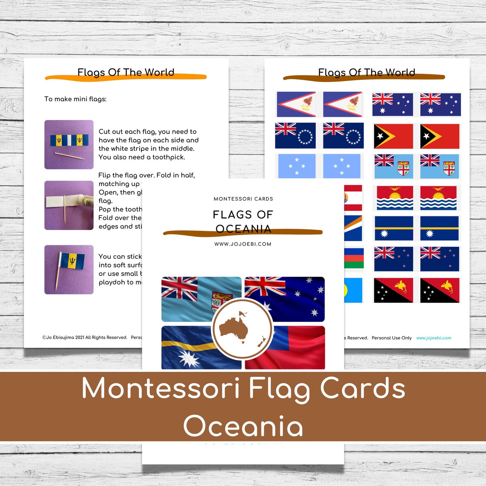Montessori Flags of Oceania Nomenclature Cards & Puzzle Maps | Three ...