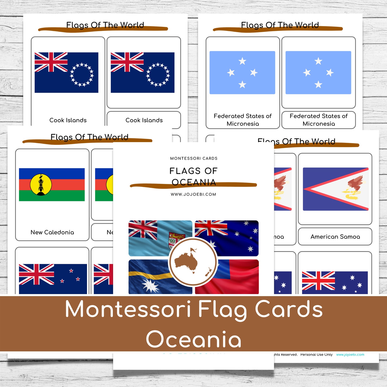 Montessori Flags of Oceania Nomenclature Cards & Puzzle Maps | Three ...