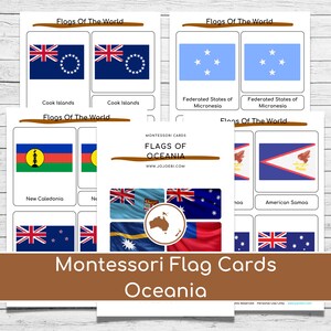 Montessori Flags of Oceania Nomenclature Cards & Puzzle Maps | Three ...