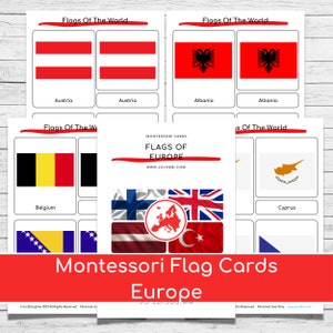 Montessori Flags of Europe Nomenclature Cards & Puzzle Maps | Three ...