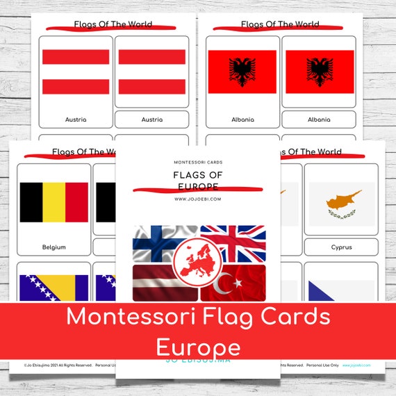 Montessori Flags of Europe Nomenclature Cards & Puzzle Maps | Etsy
