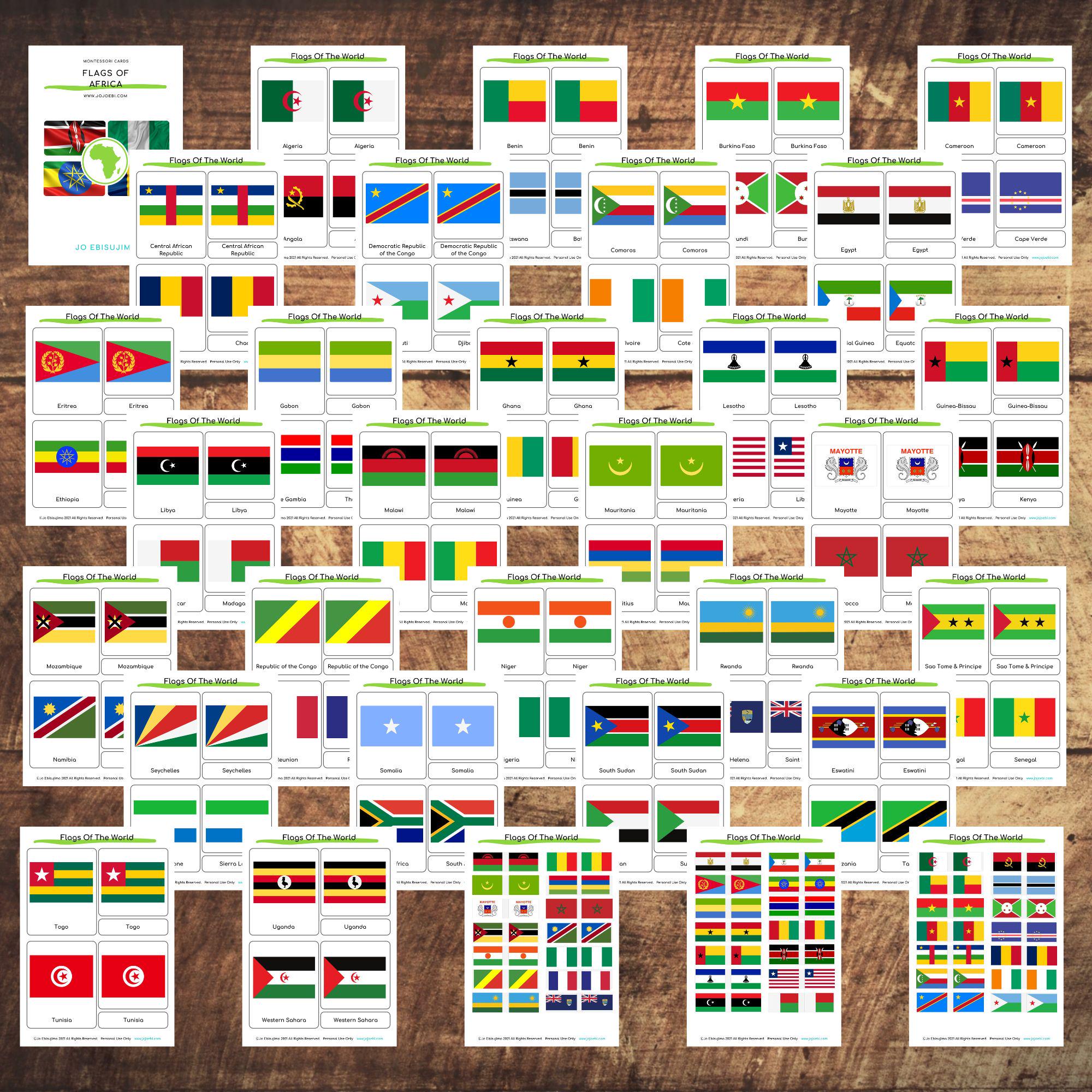 Montessori Flags of Africa Nomenclature Cards & Puzzle Maps (digital ...