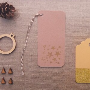 Large Size Gold Star Hand Printed Festive Gift Tags Buff Beige Colour ...