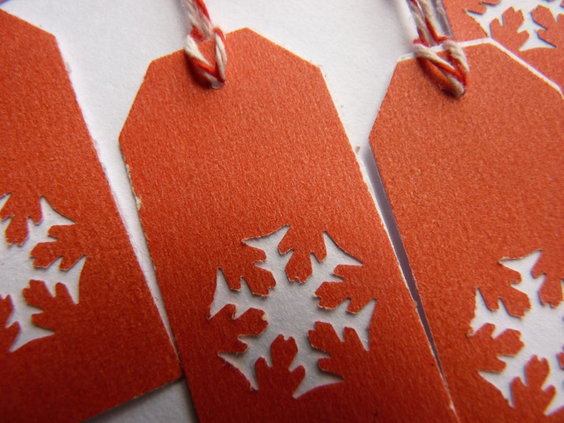 Red White Snowflake Small Christmas Gift Tags Set Pre-strung - Etsy