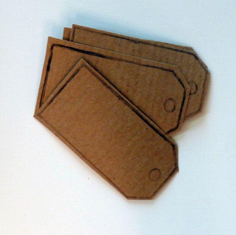 Set of 10 hand printed parcel tag kraft paper stickers in - Etsy Polska