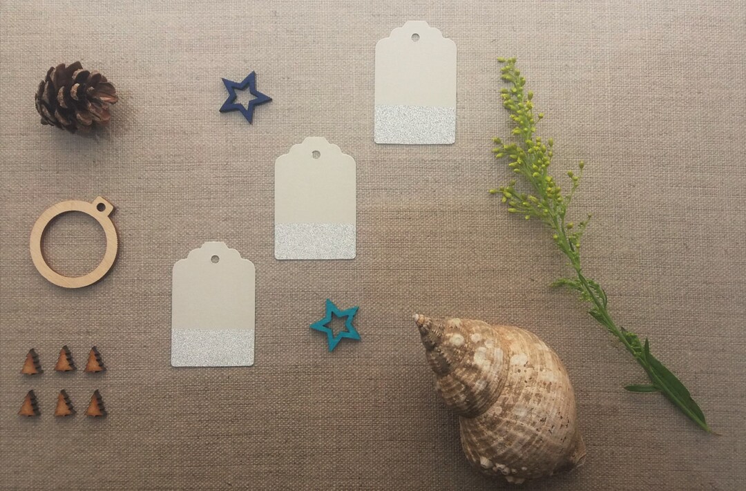 Fancy Gift Tags - Medium Size Pale Grey With Silver Dip Edge and Silver ...