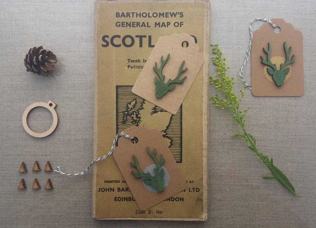 Rustic Stag Holiday Gift Tags Christmas Scotland Antlers WITH ...