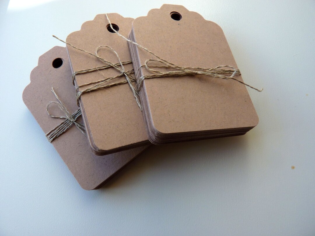 Parcel Size size 3 Linen Buff Beige Brown Colour Plain Card Price Hang ...
